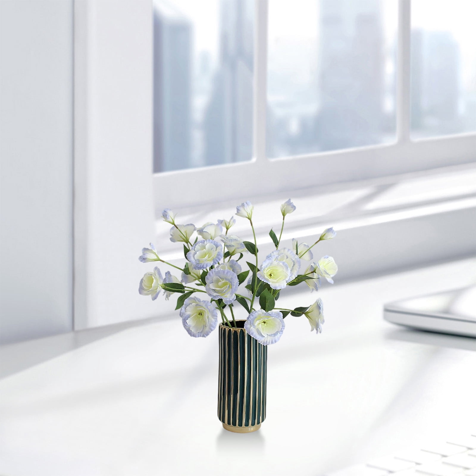 Blue Artificial Eustoma Flowers 4 Stems Blue Realistic Silk Floral ...