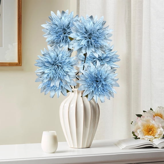 Blue Artificial Flower 24in Silk Plastic Faux Stem for Home Wedding ...