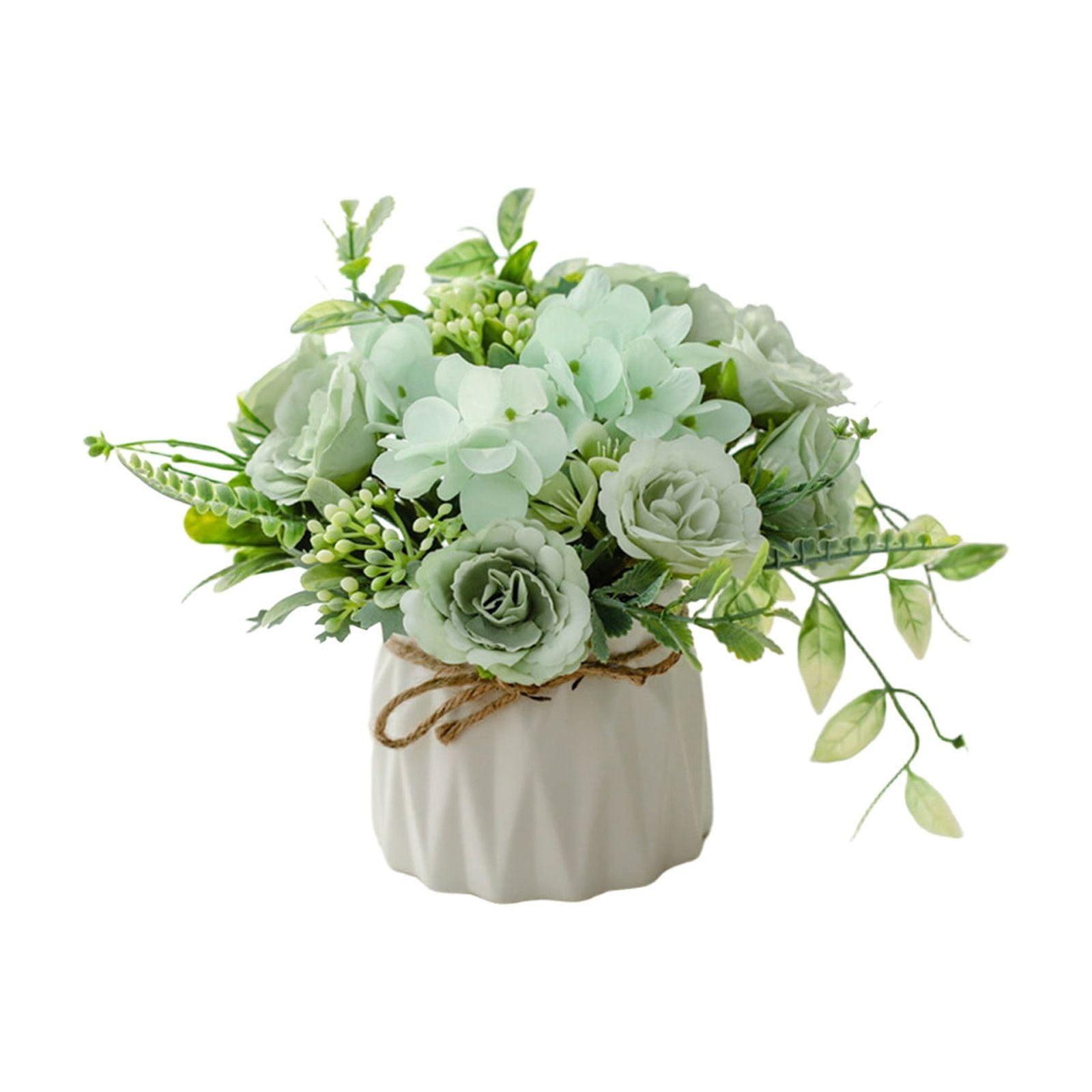 Blue Artificial Flowers in Ceramic Vase - 7.28in Silk Floral ...