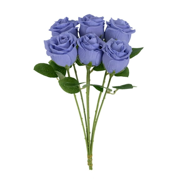 Blue Artificial Rose Bouquet, Plastic Silk Flower Arrangement For ...