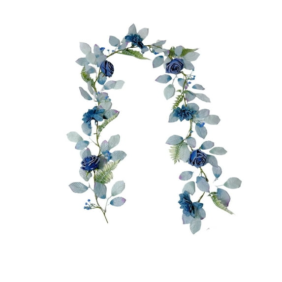 Blue Artificial Rose Vine Garland Silk Flower Wall Hanging For Wedding ...