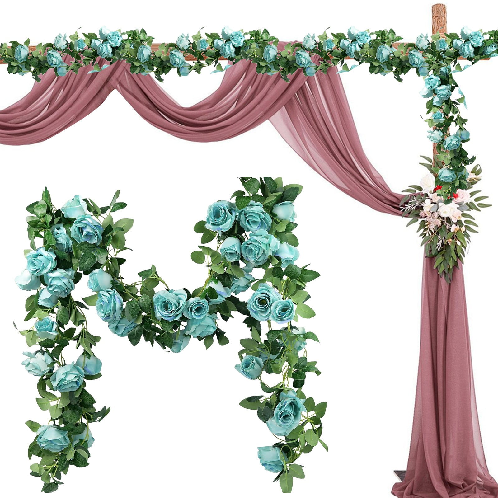 Blue Artificial Rose Vine Garland, for Wedding Garden Decor, Artificial ...