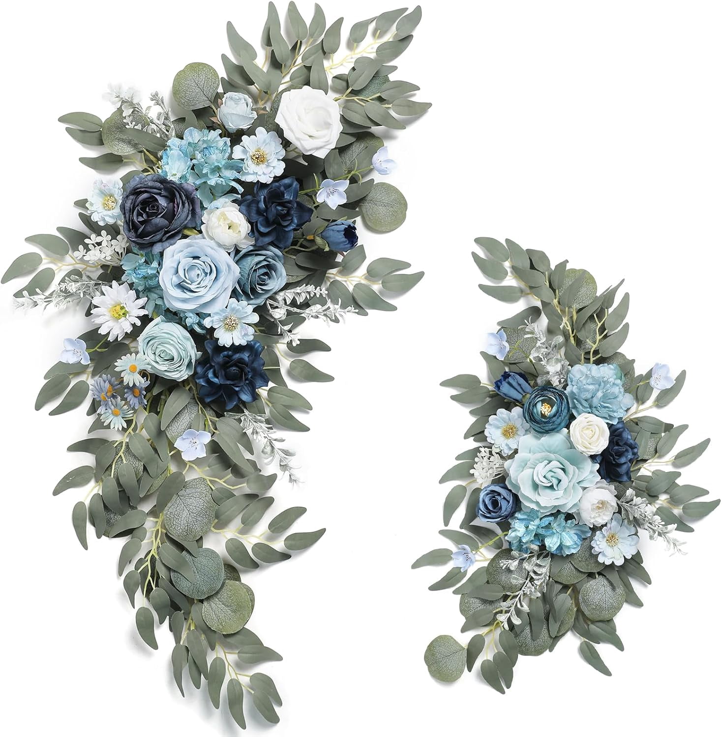 Blue Artificial Wedding Arch Flowers Swag Set of 2 for Wedding Welcome ...