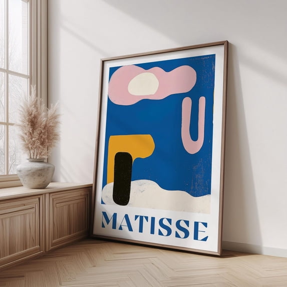 Blue Arts Exhibition Posters Modern Cutout Wall Decor Botanical Leaf ...