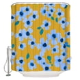 Blue Artwork Floral Bathroom Shower Curtains with 12 Hooks Polyester ...