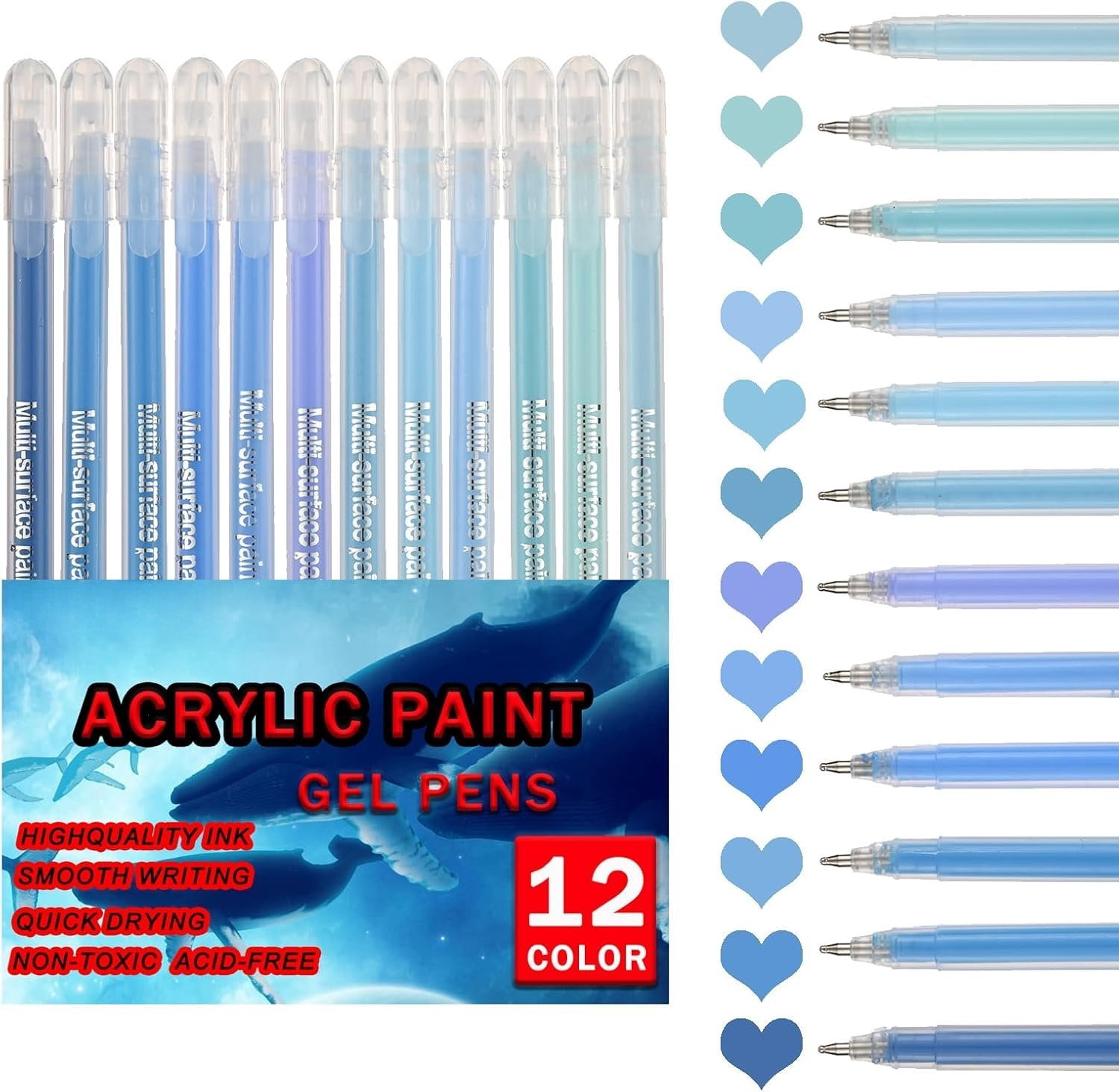Blue Arylic Gel Pens, Gel Pen,Pastel Pens for Black Paper,,Canvas,Stone ...