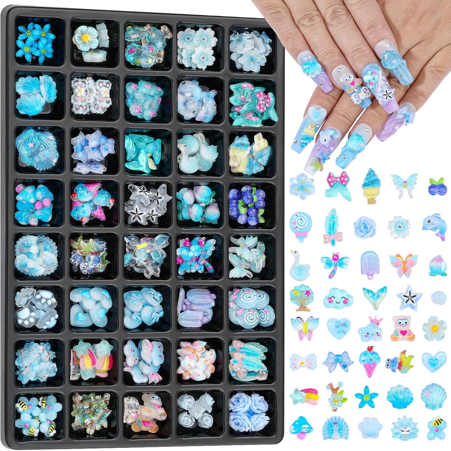 Blue Assorted Kit, 40 Styles Cute Bows Butterflies Bears Hearts Candy ...