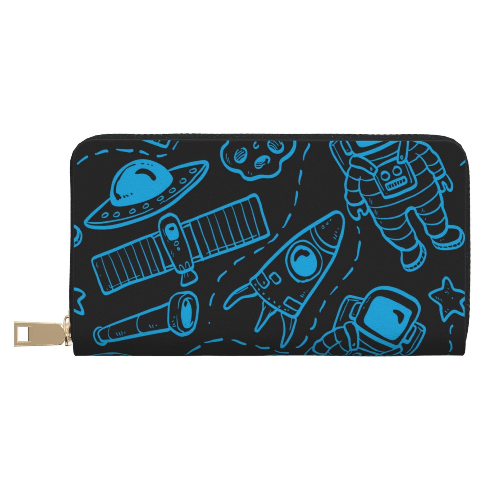 Blue Astronaut Space Doodles Wallet Women, Leather Bifold Multi Card ...