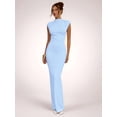 Blue Asymmetric Ruched Bodycon Maxi Dress, Elegant Minimalist Long ...