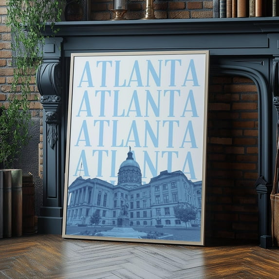 Blue Atlanta Print Atl Travel Print Preppy Dorm Decor Georgia Wall Art ...