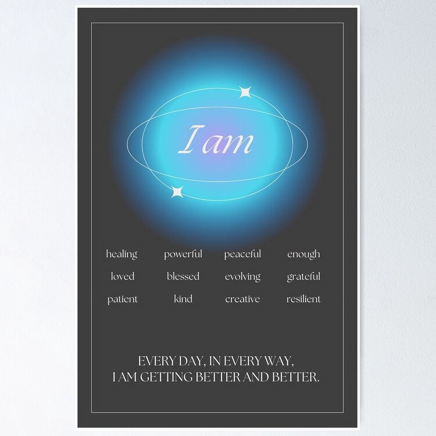 Blue Aura Glow Daily Affirmations for Self Love UNFRAMED Poster, 18x24 ...