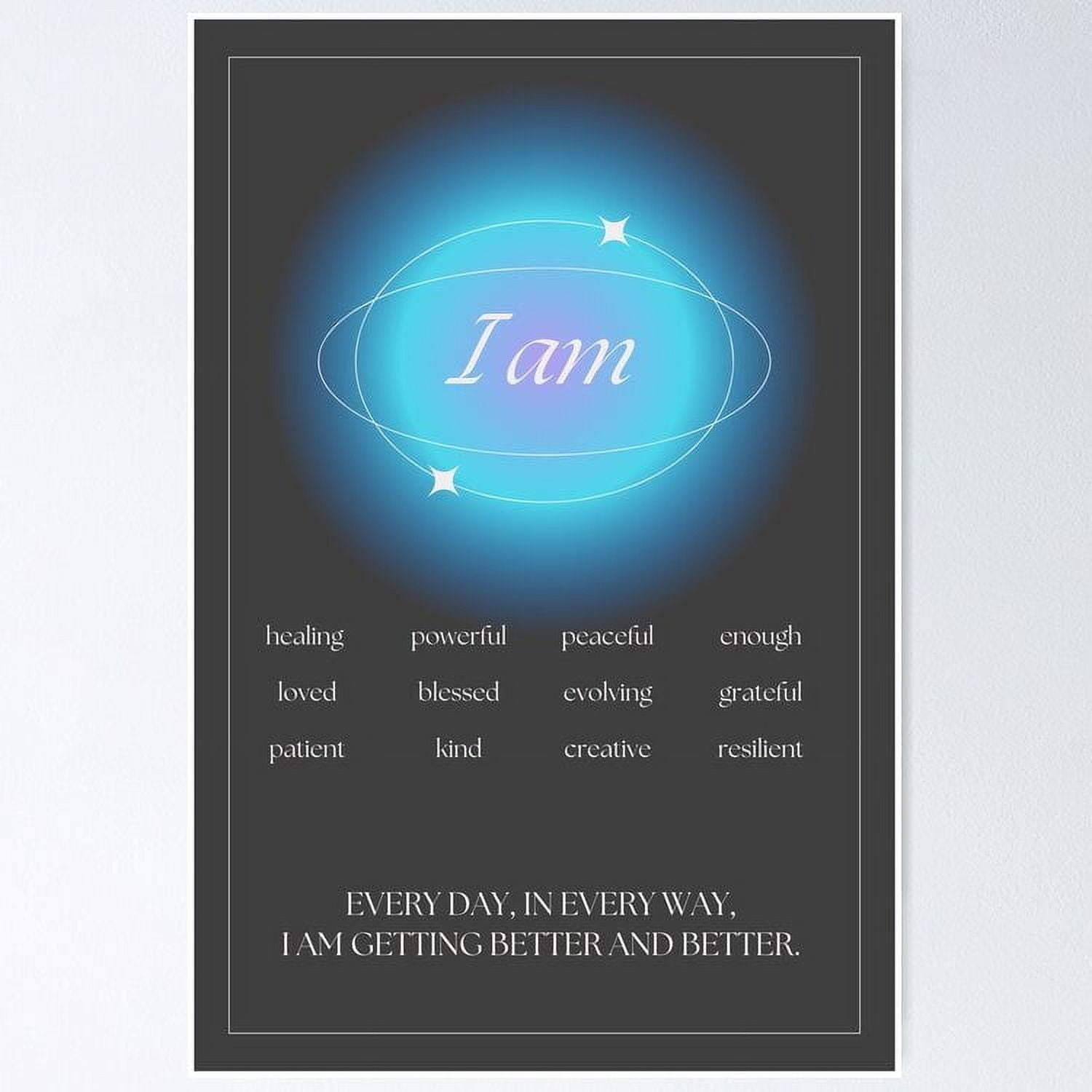 Blue Aura Glow Daily Affirmations for Self Love UNFRAMED Poster, 24x36 ...