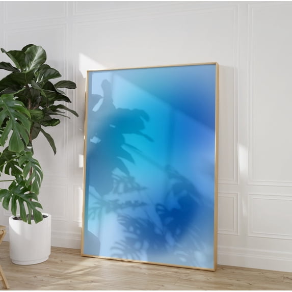 Blue Aura Gradient Positive Self Care Wall Art, Unframed Canvas Size ...
