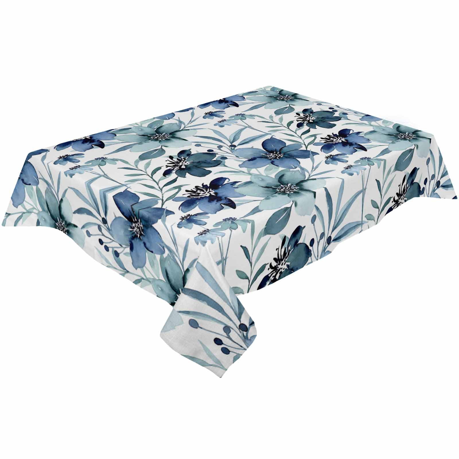 Blue Autumn Flower Rectangle Tablecloths 60x162,Watercolor Fall ...