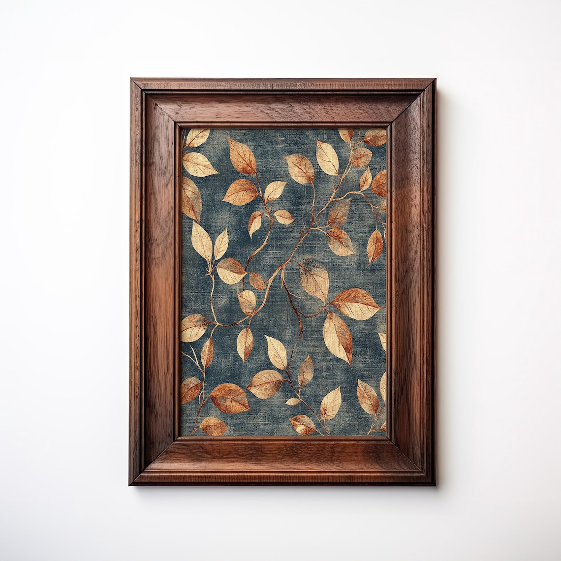 Blue Autumn Leaves Botanical Blue Fall Tapestry Wall Art Poster Vintage ...