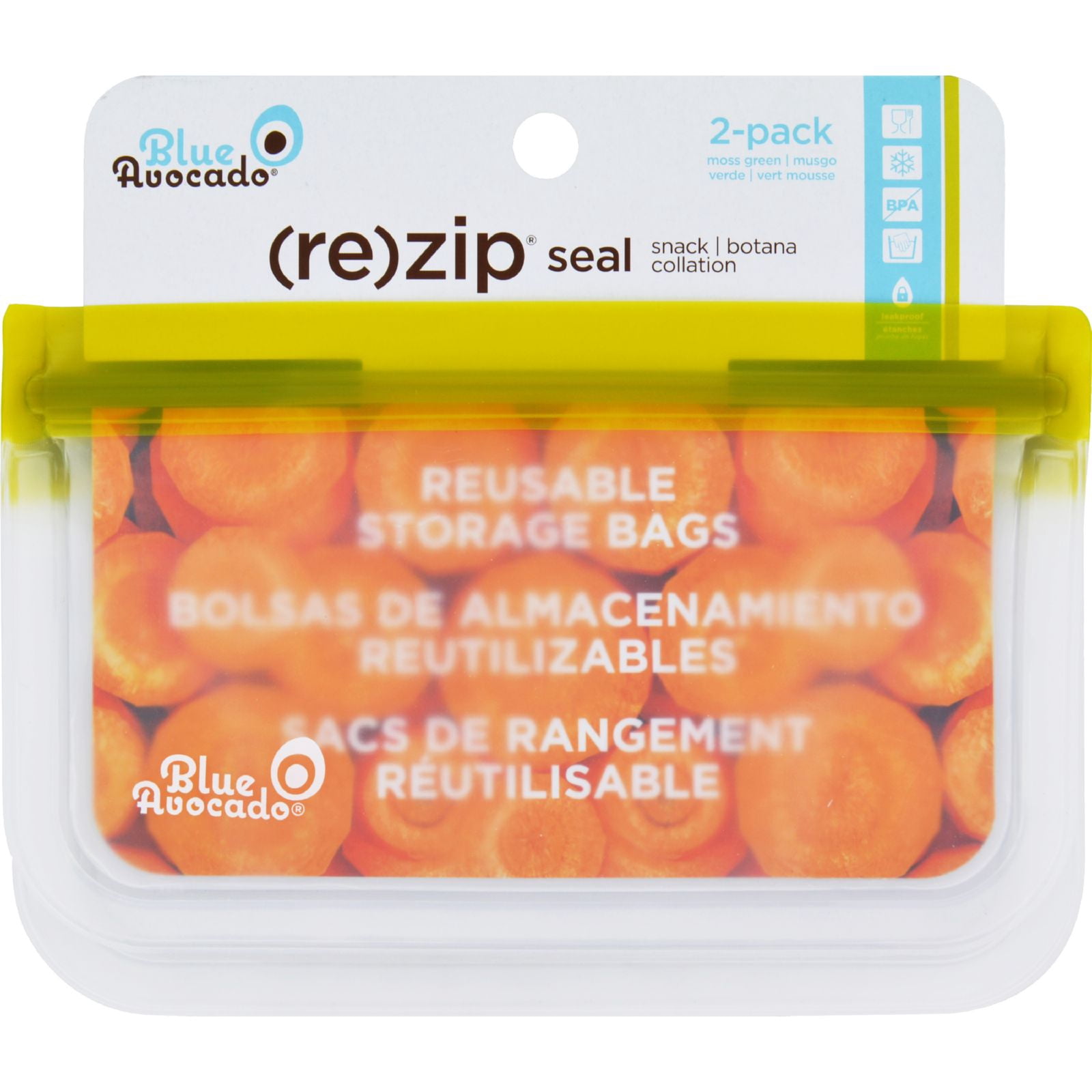 Blue Avocado Bag - Re-Zip - Snack - Green - 2 Count - - Walmart.com