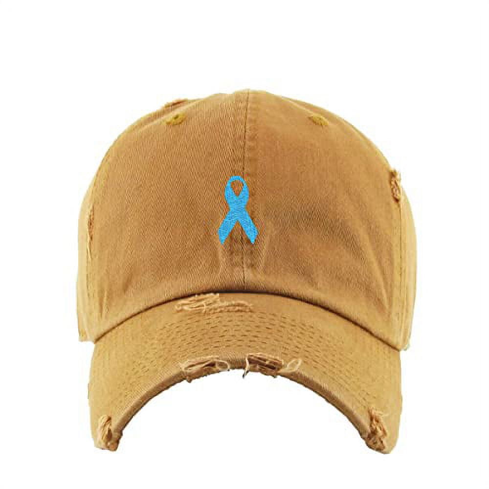 Blue Awareness Ribbon Vintage Baseball Cap Embroidered Cotton ...