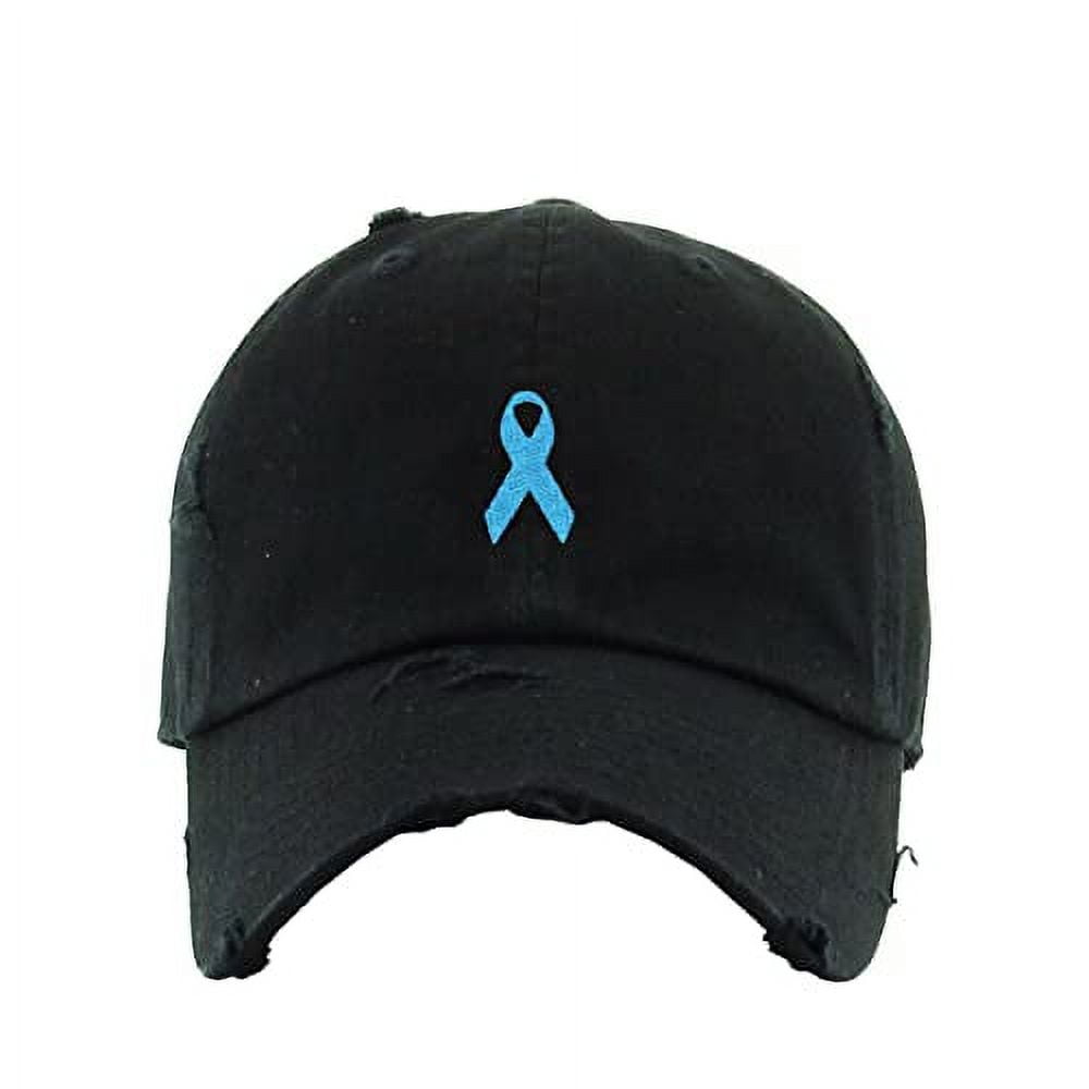 Blue Awareness Ribbon Vintage Baseball Cap Embroidered Cotton ...