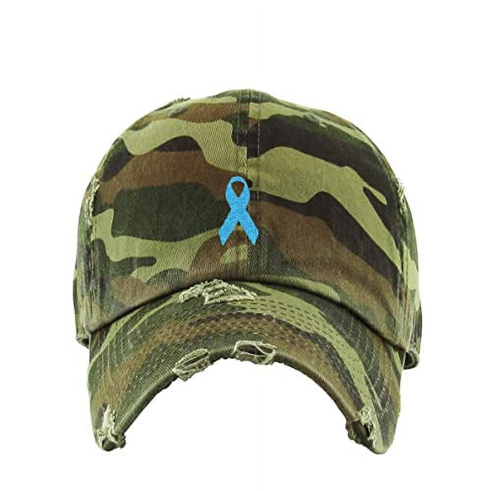 Blue Awareness Ribbon Vintage Baseball Cap Embroidered Cotton ...