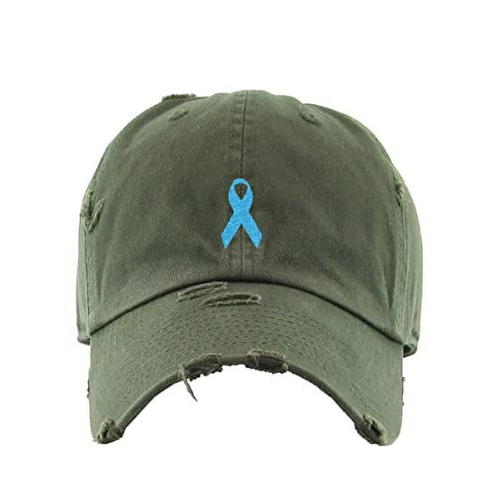 Blue Awareness Ribbon Vintage Baseball Cap Embroidered Cotton ...