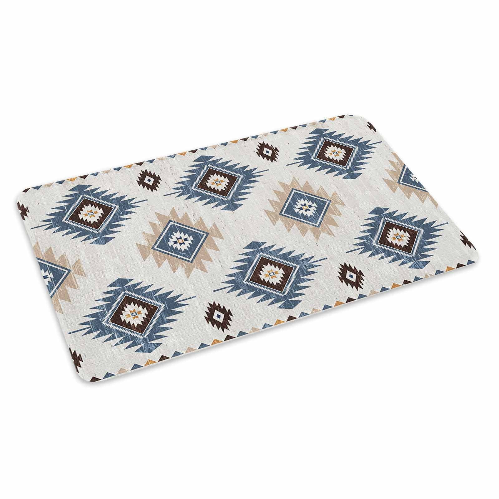 Blue Aztec Doormat Outdoor Entrance 24"x36", Southwest Boho Tribe ...