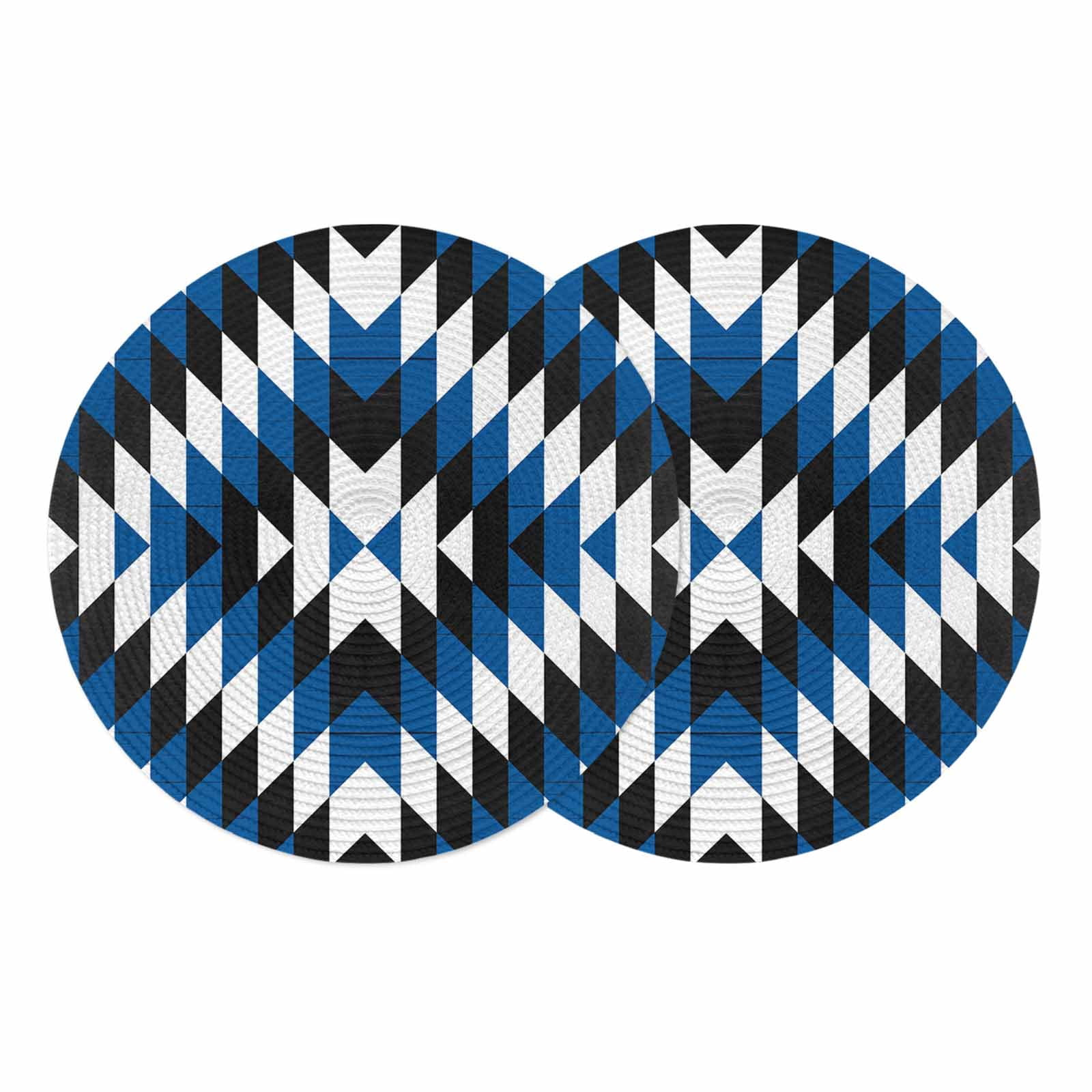 Blue Aztec Round Placemats Set of 2 Black White Southwest Vintage ...