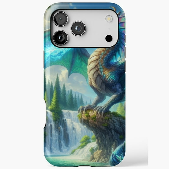 Blue Azure Dragon On The Rocks Art iPhone Case 17 through 11 Pro Max ...