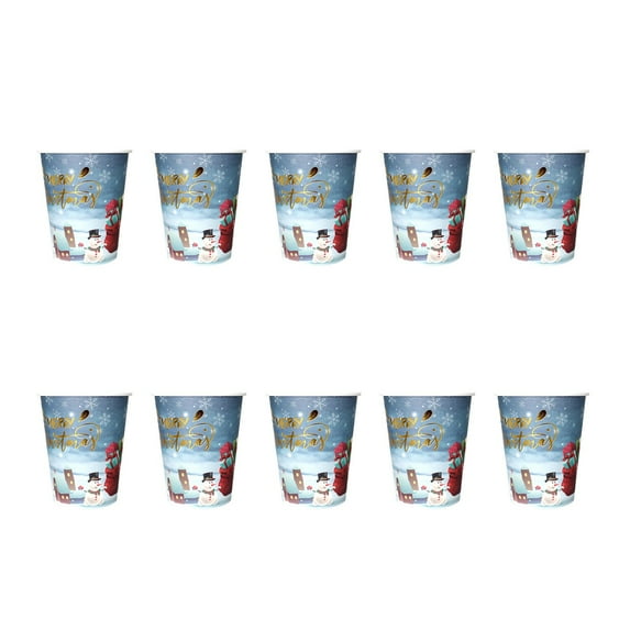 Blue B Christmas Party Paper Cup Set 10 Pcs Festive Santa Claus Design ...