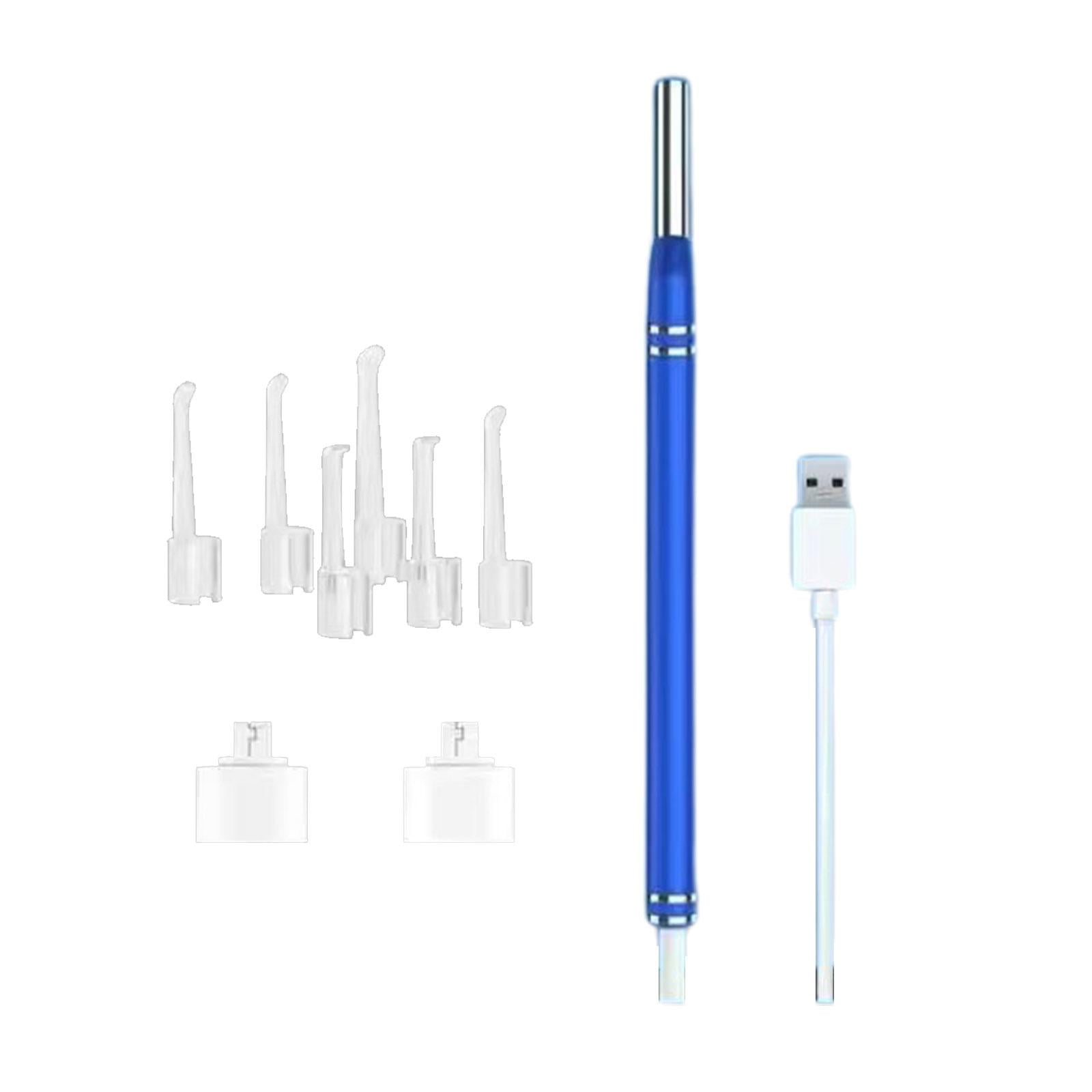 Blue (B)$Ear cleaning artifact USB with light luminous visual ear ...