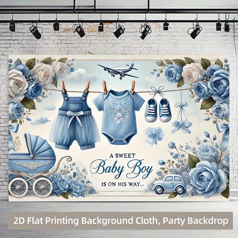 Blue Baby Shower Backdrop A Sweet Baby Boy Is on His Way Photography ...