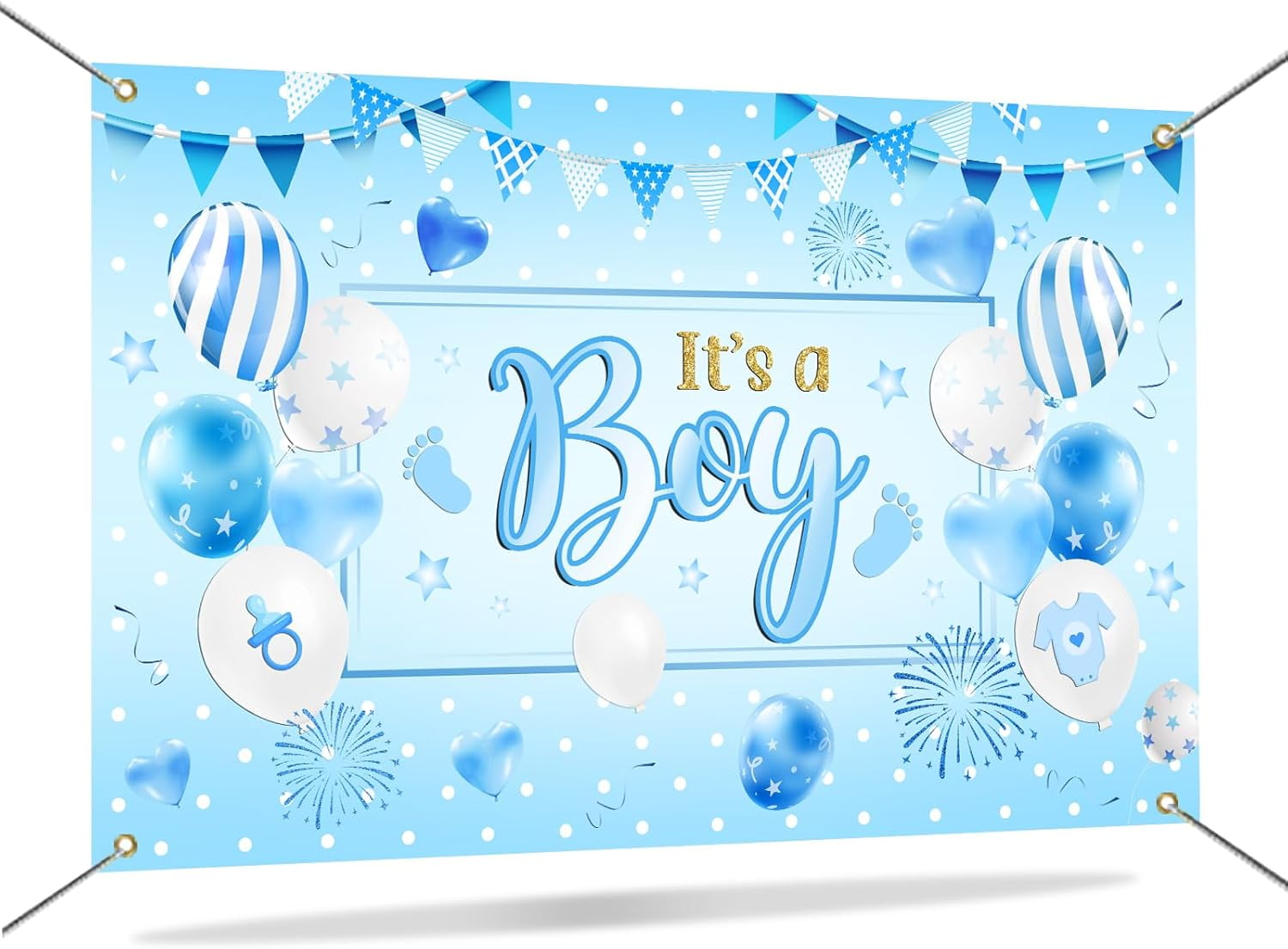 Blue Baby Shower Backdrop for Boy Its a Boy Banner Blue Balloons Baby ...