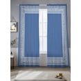 Blue Back Pattern Retro Greece Chiffon Sheer Curtains 84 Inches Long ...