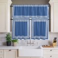 Blue Back Pattern Retro Greece Curtain Tier and Valance Set 3 Piece ...