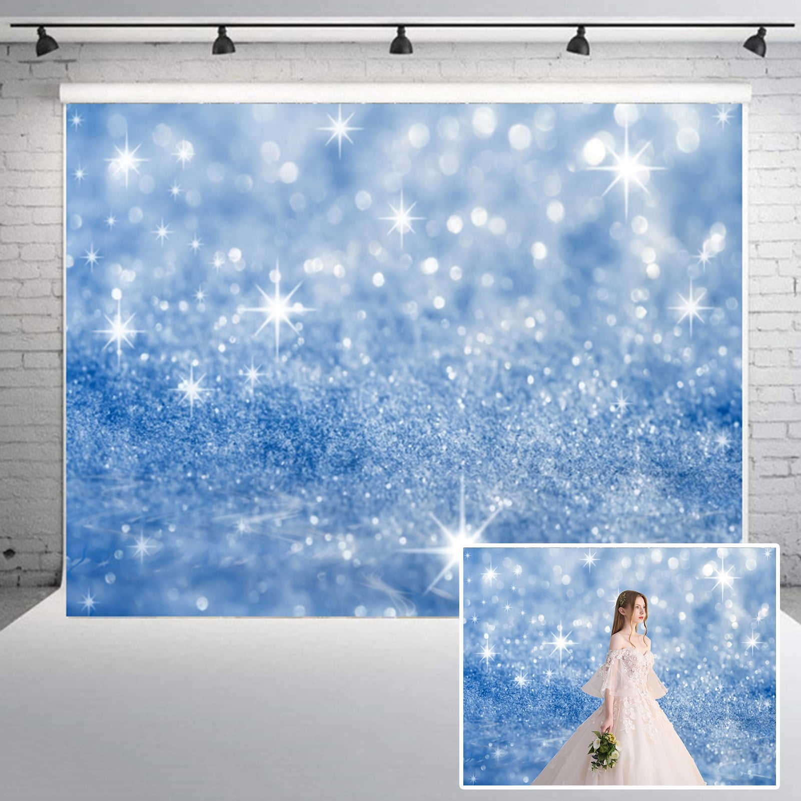 Blue Backdrop Shiny Spots Backdrop Vinyl Photography Backdrop Vintage ...