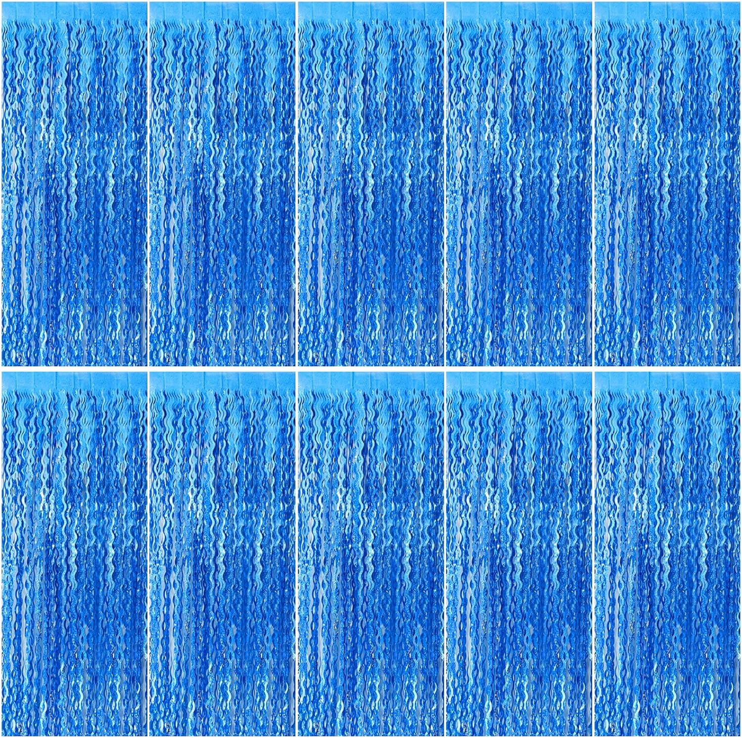 Blue Backdrop Wavy Tinsel Foil Fringe Curtains for Parties Sparkle ...