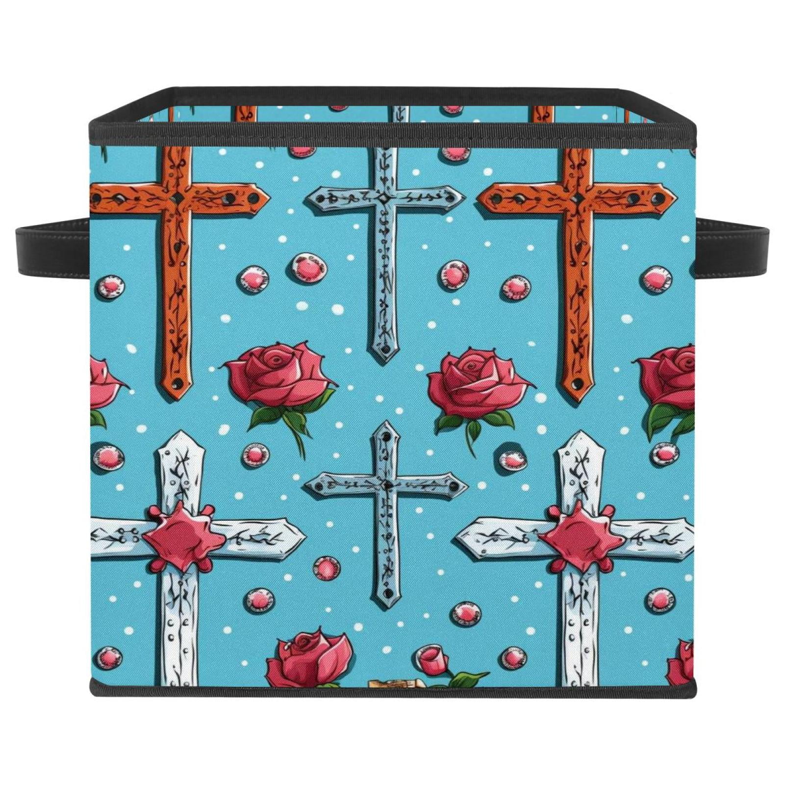 Blue Background Easter Cross Storage Bins, Extra Large Closet Storage ...