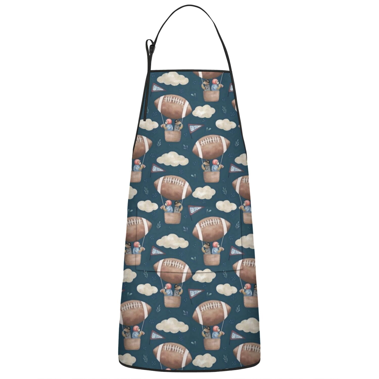 Blue Background Football Hot Air Balloons Apron-Garden Aprons for Women ...