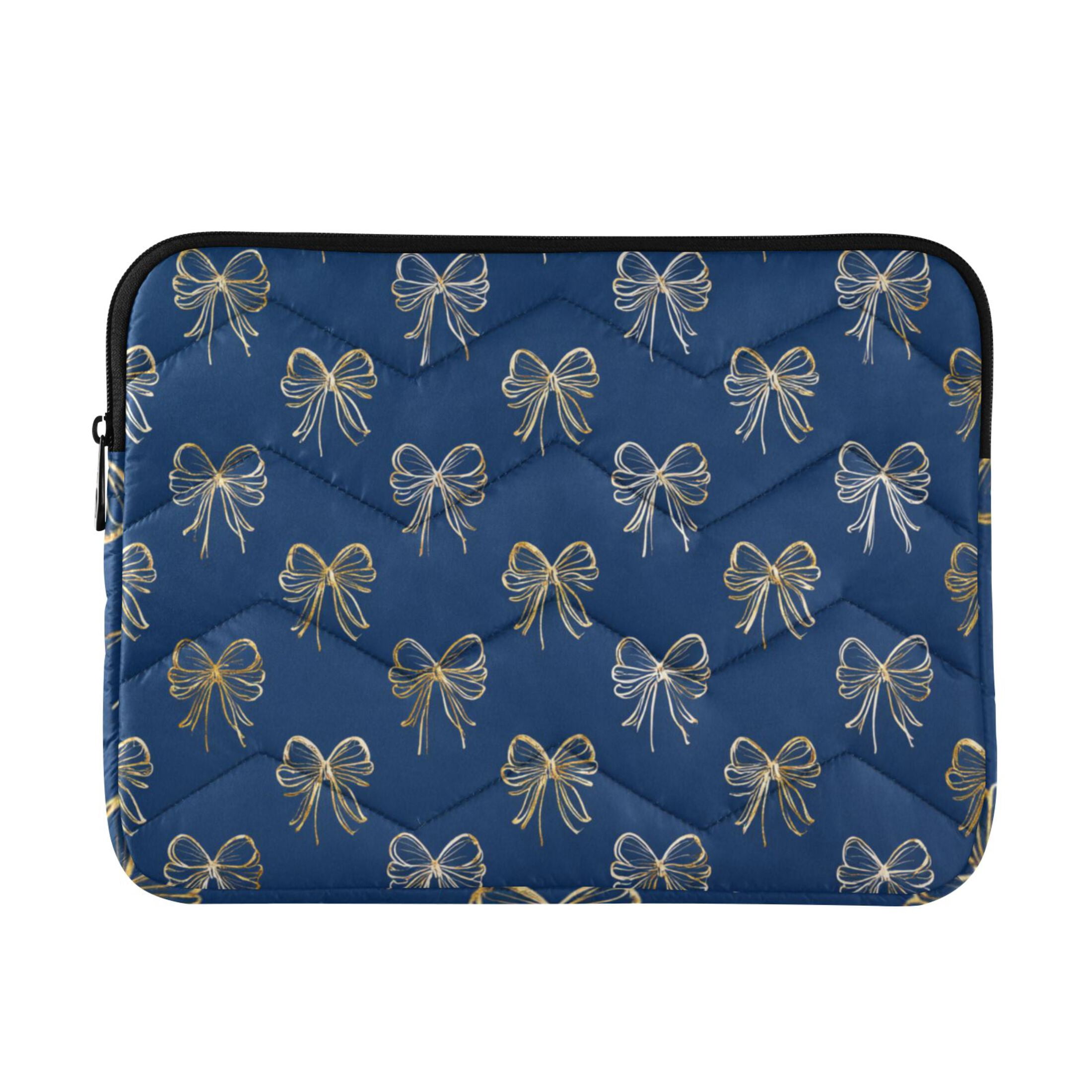 Blue Background Gold Bows Quilted Laptop Protective Cases Computer ...