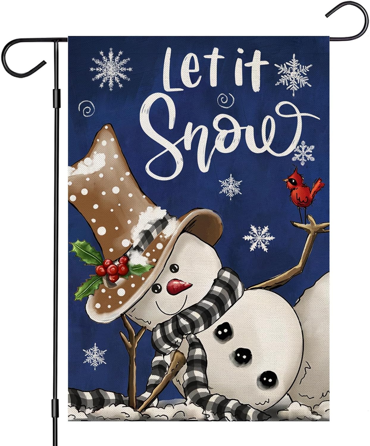 Blue Background Let It Snow Snowman Small Yard Flag,Garden Flags for ...