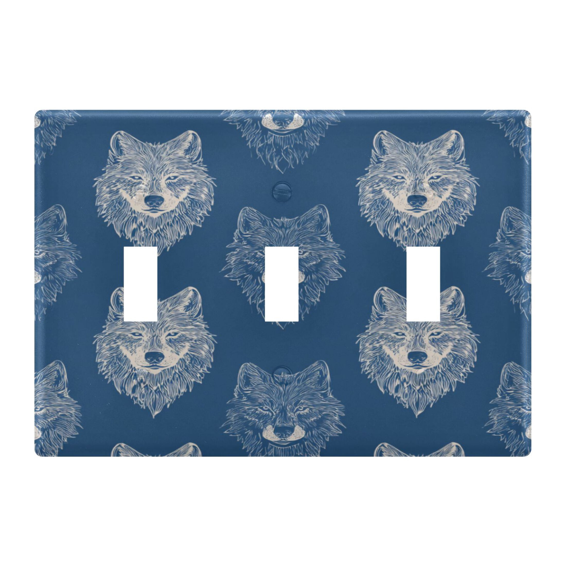 Blue Background Painted Wolf Faces Light Switch Cover Electrical Outlet ...