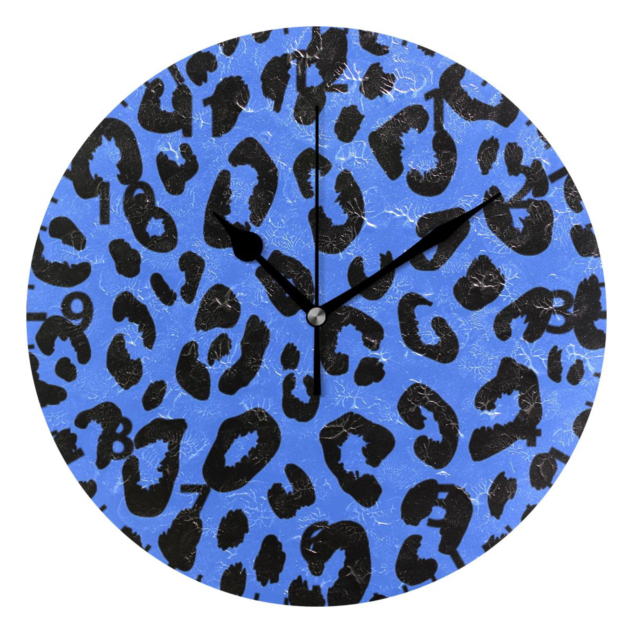 Blue Background Pattern Wall Clock 10in Round Artistic Oil Painting ...