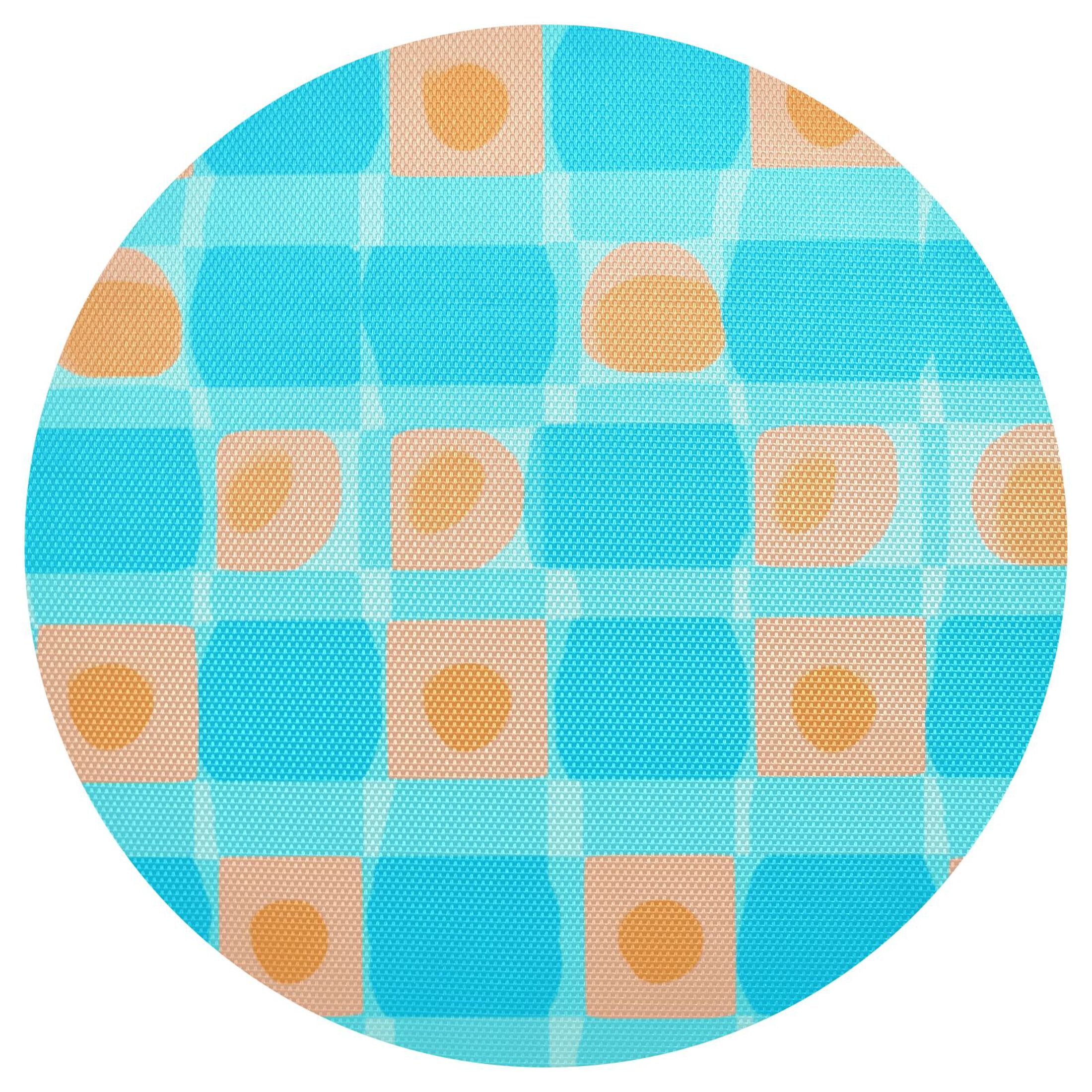 Blue Background Squares Pattern 4-Piece 15.4in Heat-Proof PVC Plate ...