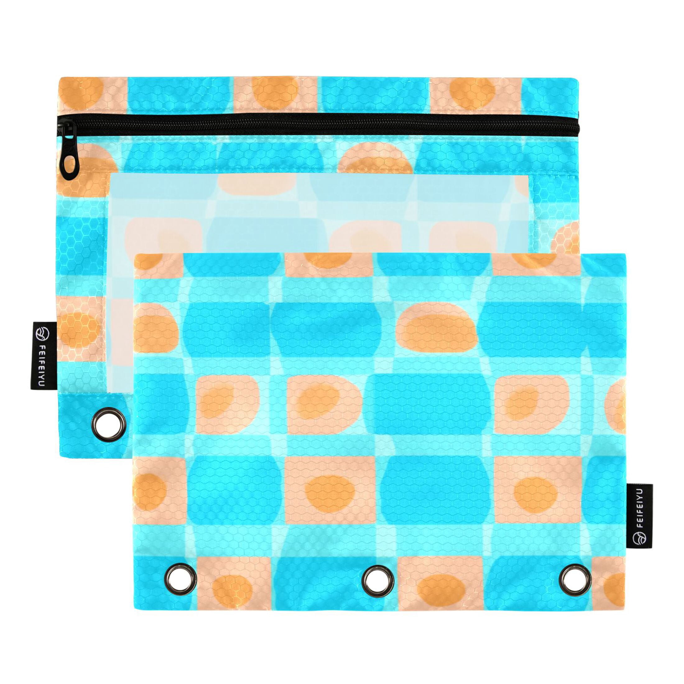 Blue Background Squares Pattern 9.8x7.1in Water Resistant Binder Pouch ...