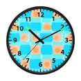 Blue Background Squares Pattern Wall Clock 12 Inch Voice Activated ...