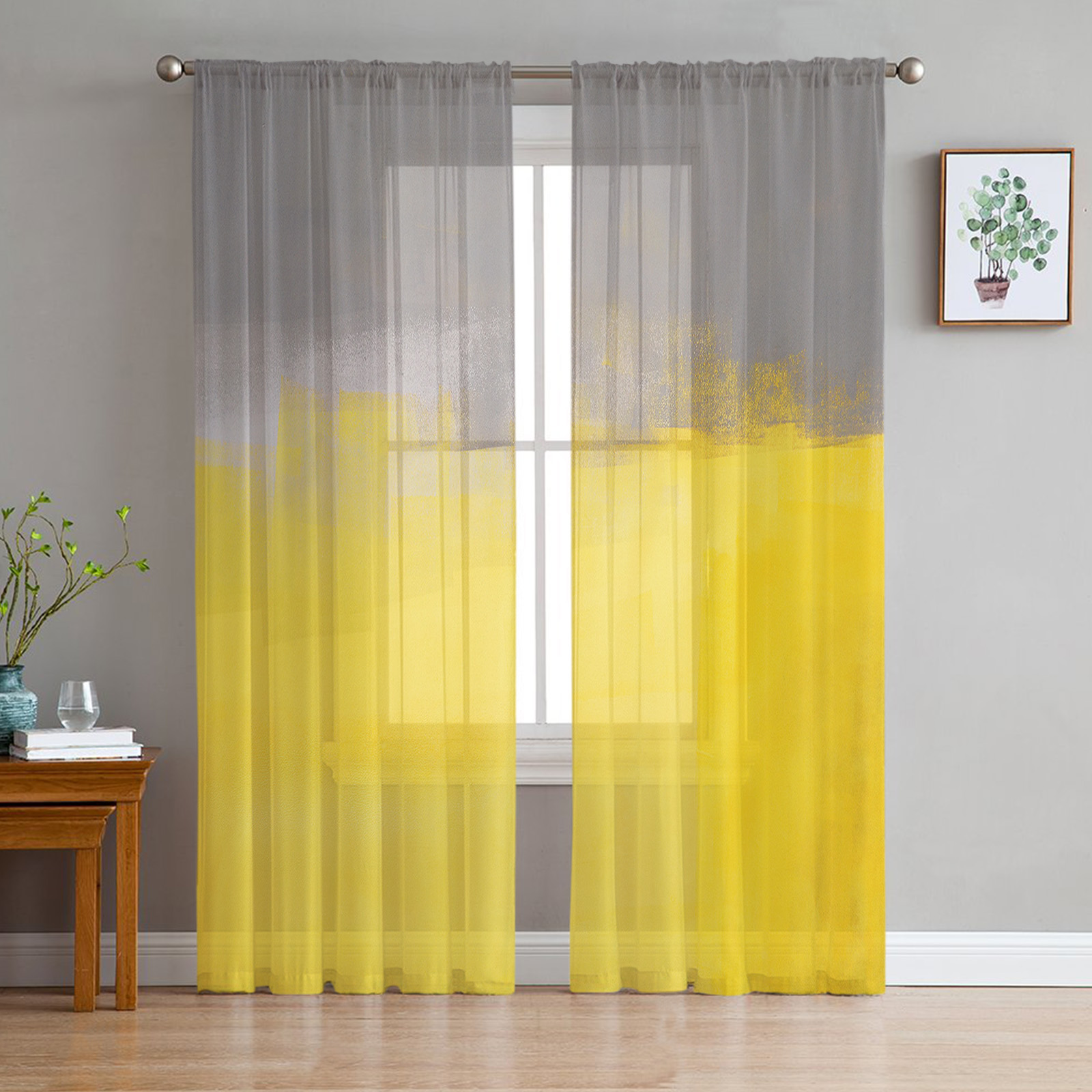 Blue Background Stripes Tulle Curtains for Living Room Bedroom Sheer ...