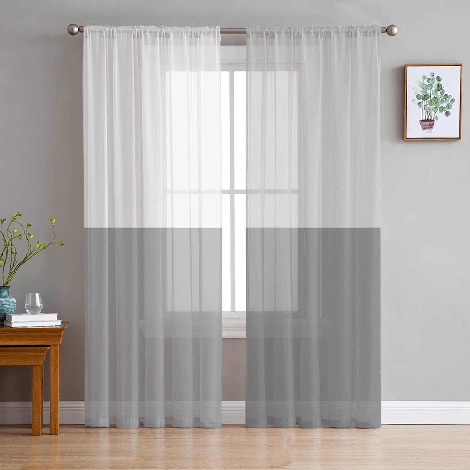 Blue Background Stripes Tulle Curtains for Living Room Bedroom Sheer ...