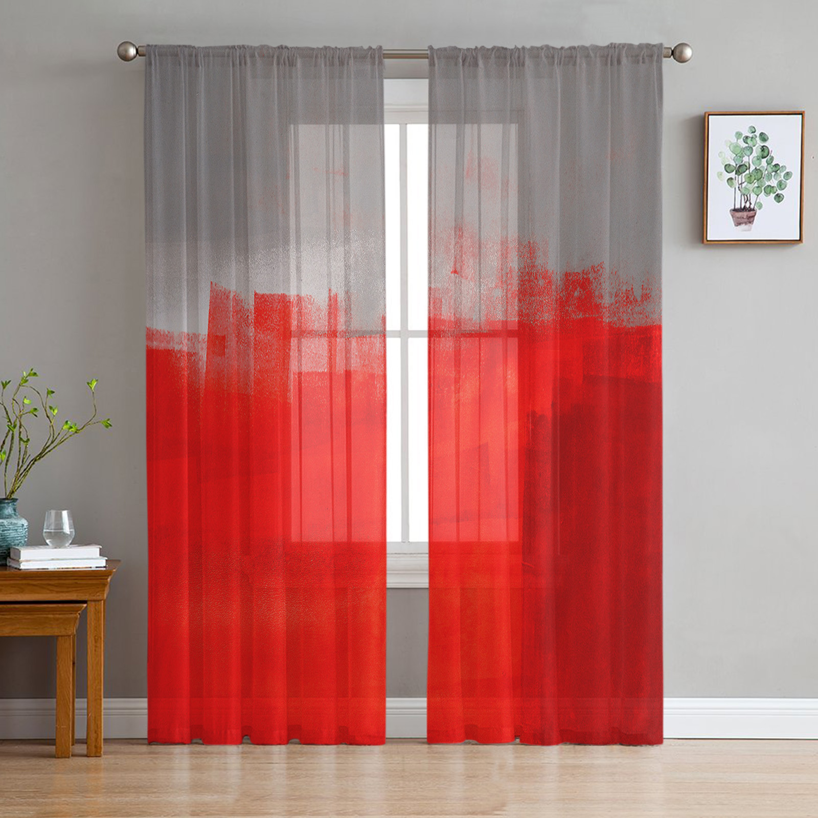 Blue Background Stripes Tulle Curtains for Living Room Bedroom Sheer ...