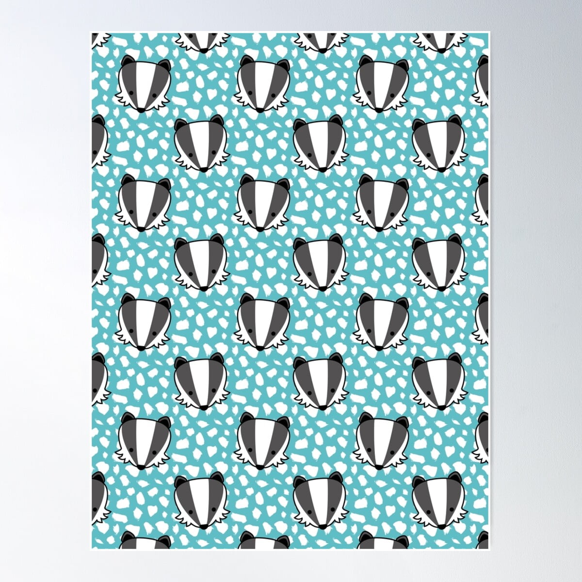 Blue Badger Pattern Poster Wall Art, Modern Wall Decor For Living Room ...