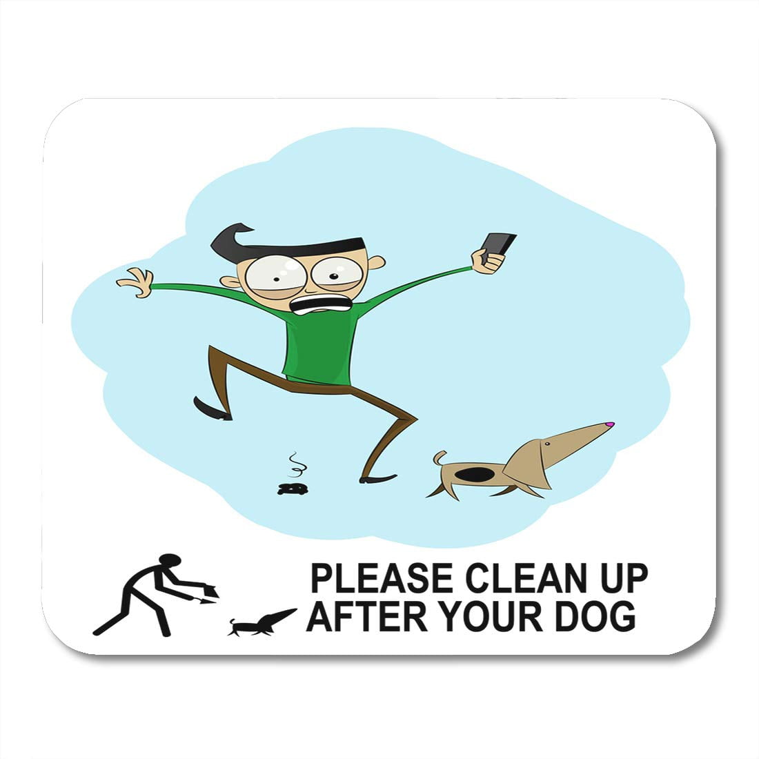 Blue Bag Clean Up After Your Dog Sign Made in Cartoon Style Green Poop ...