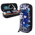Blue Ball Loc-,K Leather Pencil Case Portable Pen Bag Pouch With Zipper ...